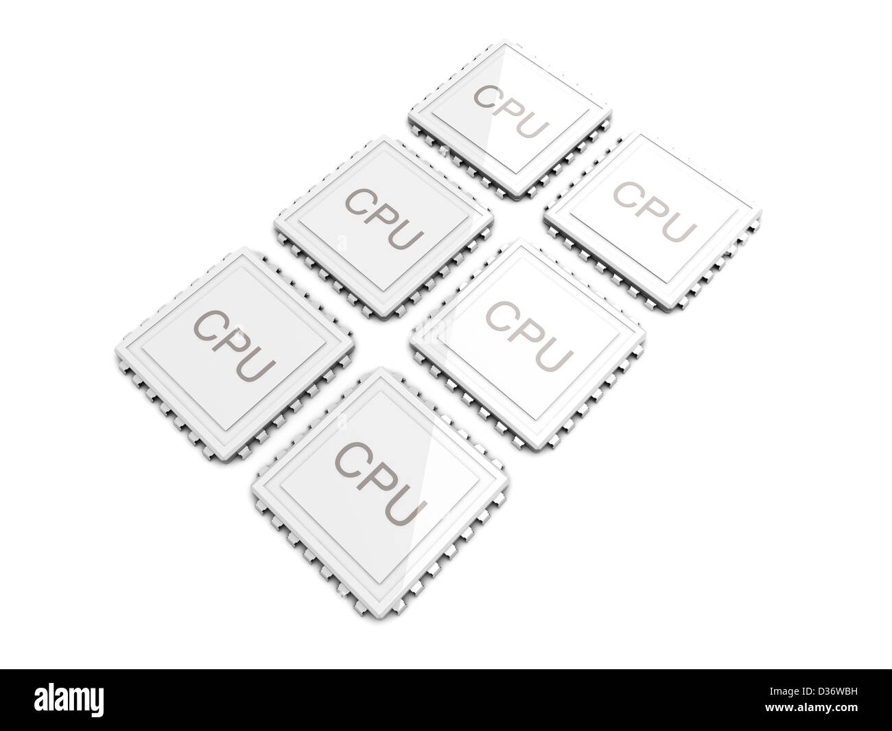 3D rendered Illustration. Six core CPU. Isolated on white Stock Photo ...