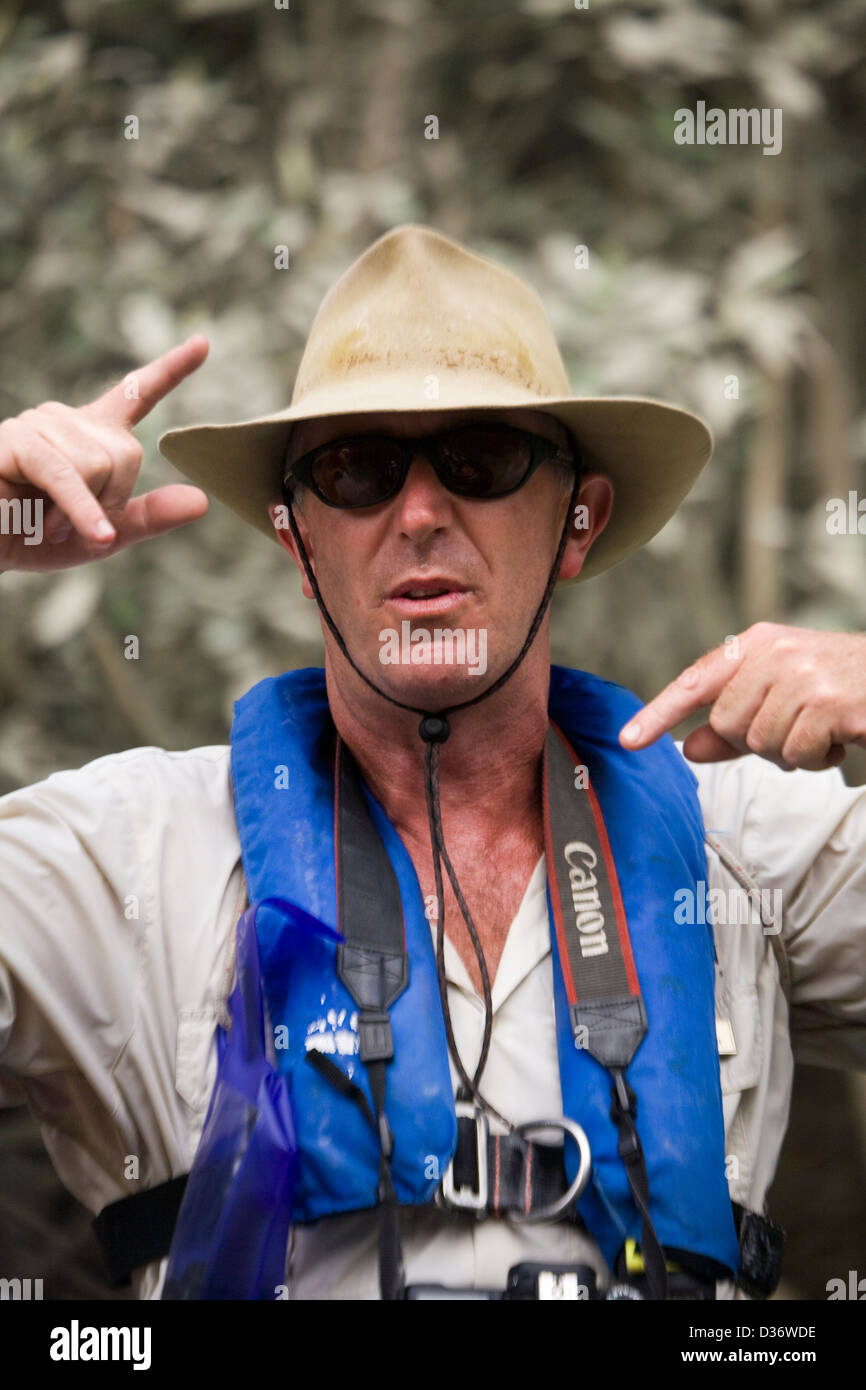 Mick Fogg, expedition leader of Orion, Hunter River, Kimberley coast ...