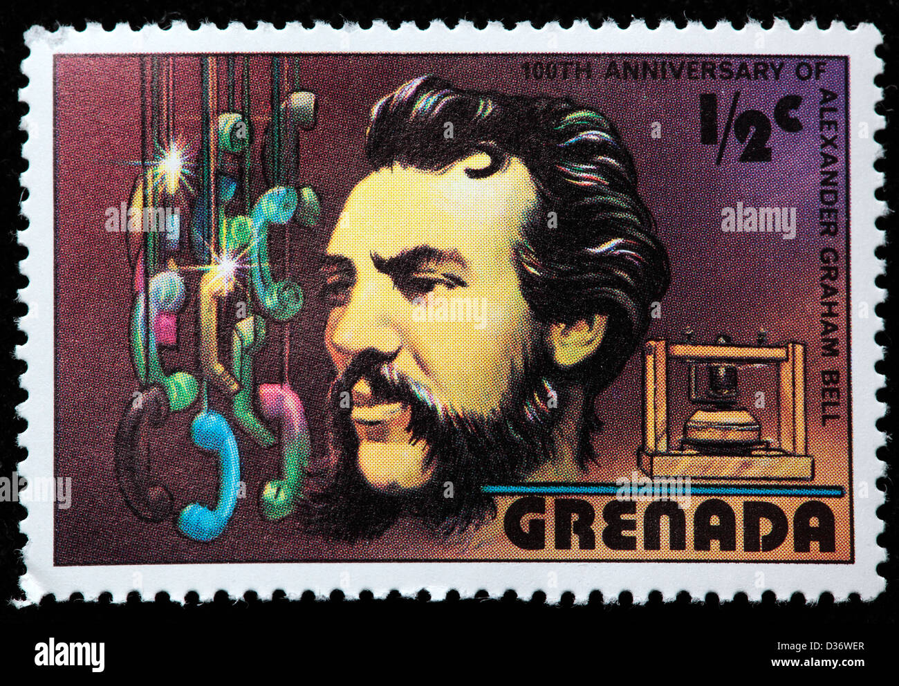 Alexander Graham Bell, postage stamp, Grenada, 1976 Stock Photo - Alamy