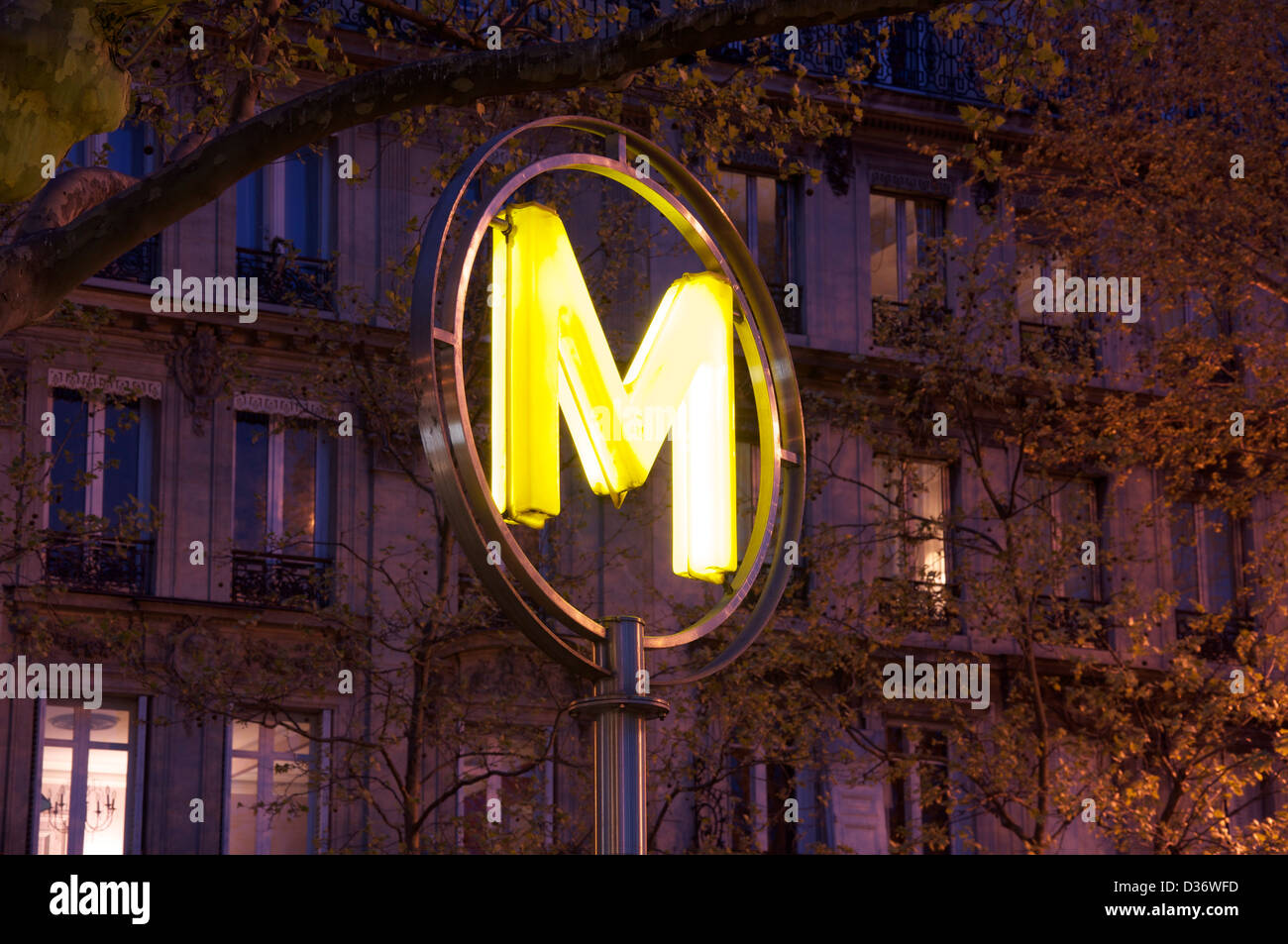 The bright yellow “M” symbol, is a modern version of the Paris Metro ...