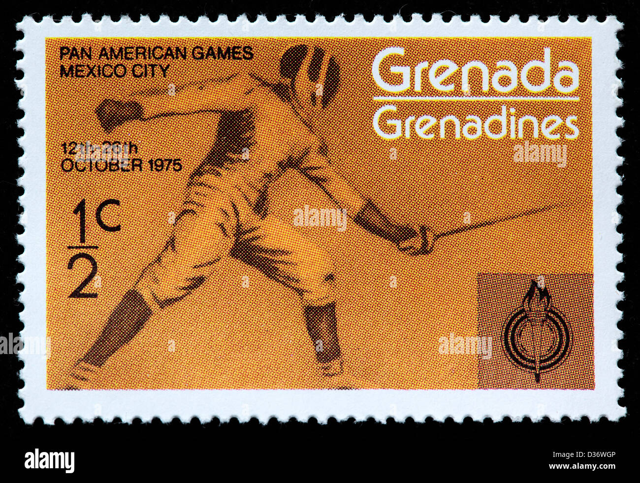 Fencing, postage stamp, Grenada Grenadines, 1975 Stock Photo - Alamy