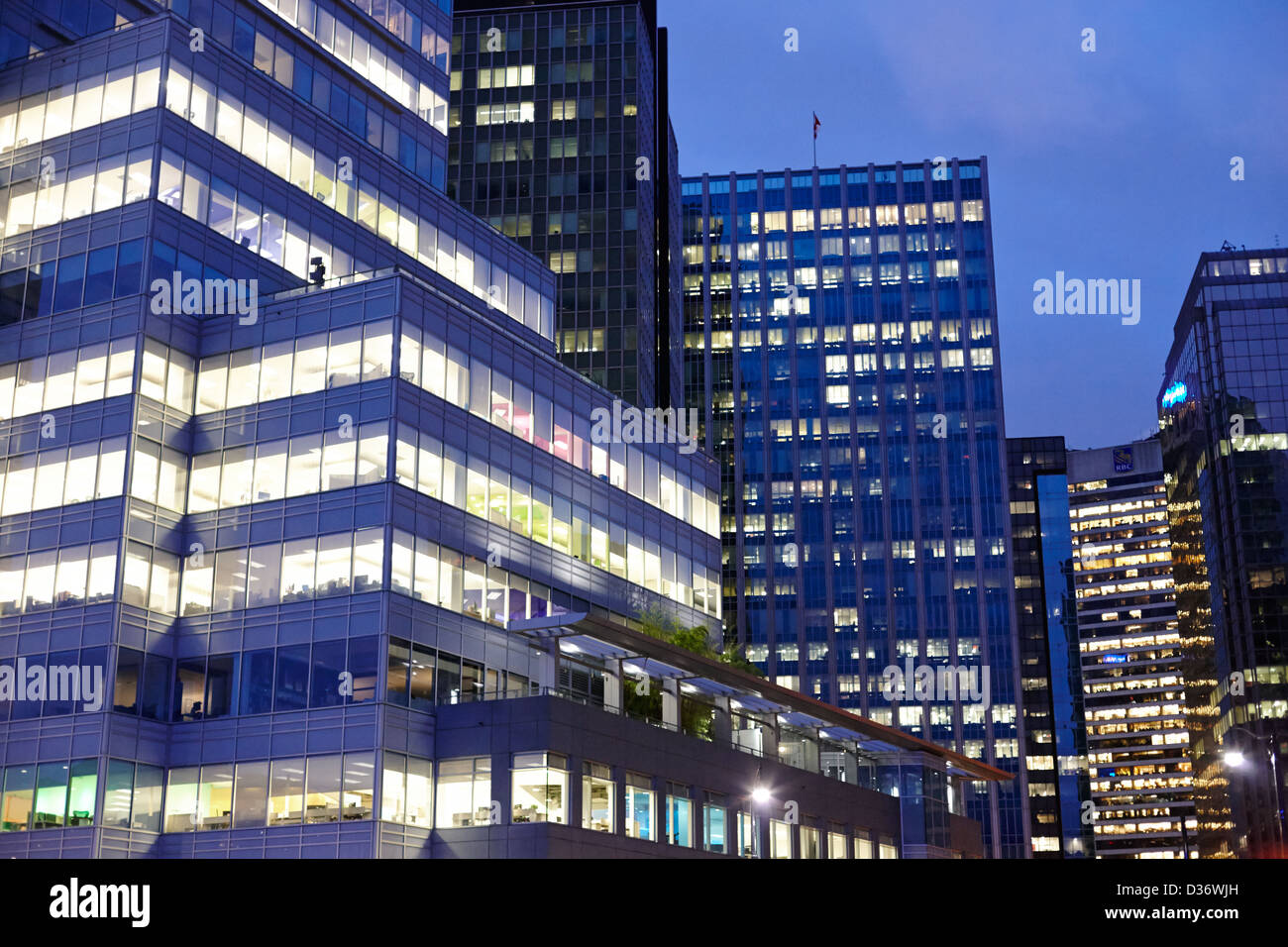 office buildings at night canada place waterfront Vancouver BC Canada ...