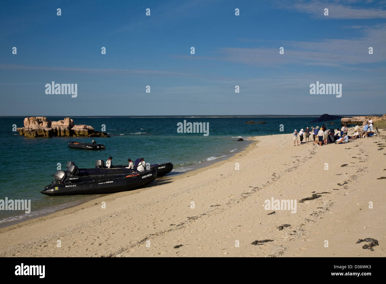 Orion passengers arrive on the beach on Jar Island, Vansittart Bay, in ...
