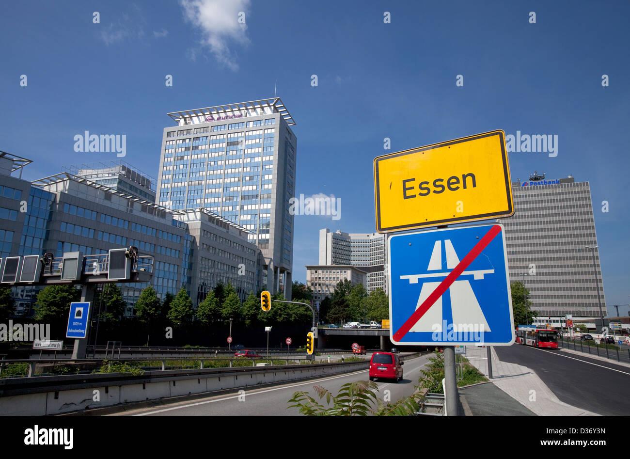 Essen, Germany, highway exit Essen-Zentrum Stock Photo - Alamy