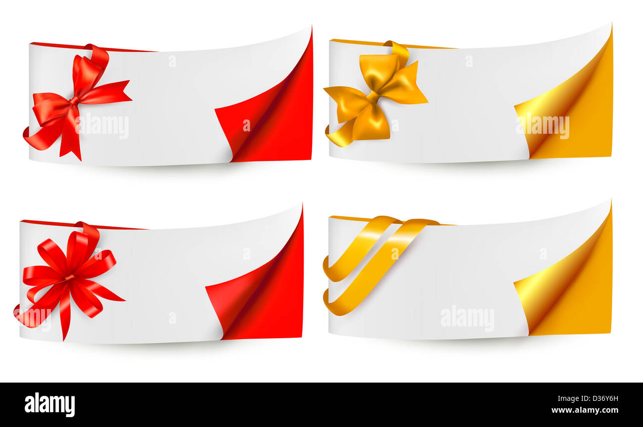 Banner template with golden and red bows vector hi-res stock ...