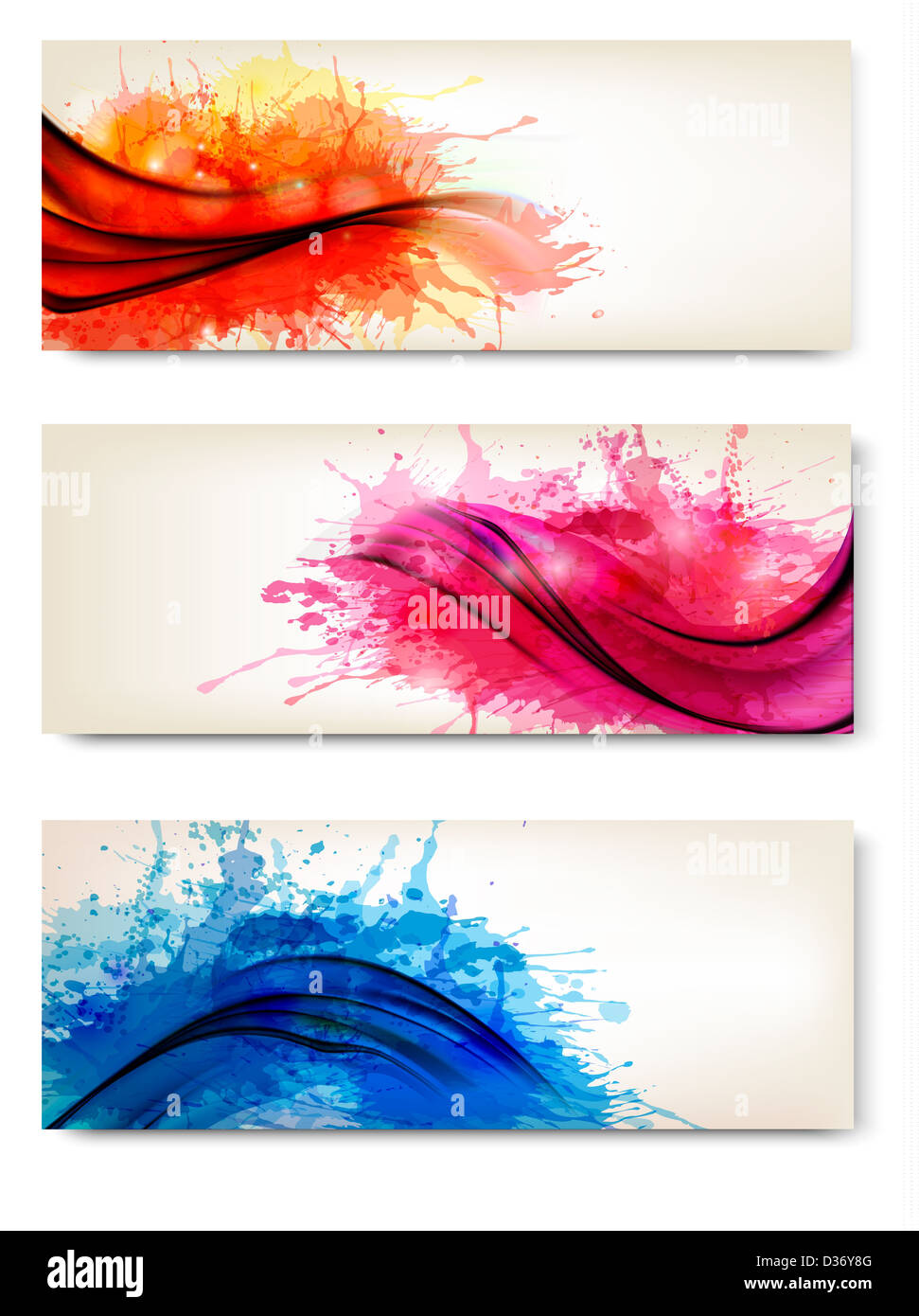 Collection of colorful abstract watercolor banners Stock Photo - Alamy