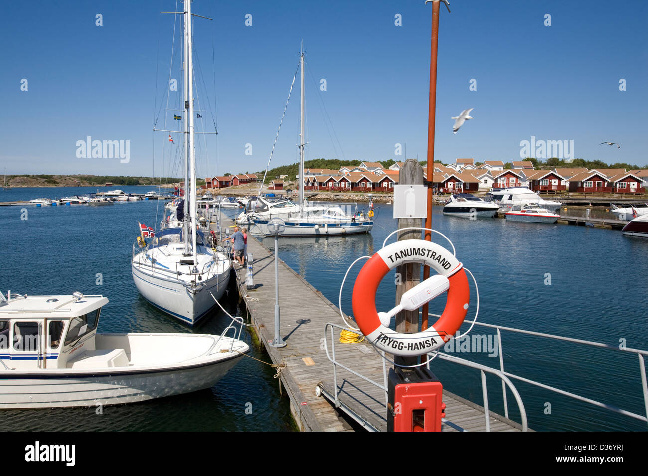Grebbestad, Sweden, Jetty and holiday houses on Tanumstrand Stock Photo ...