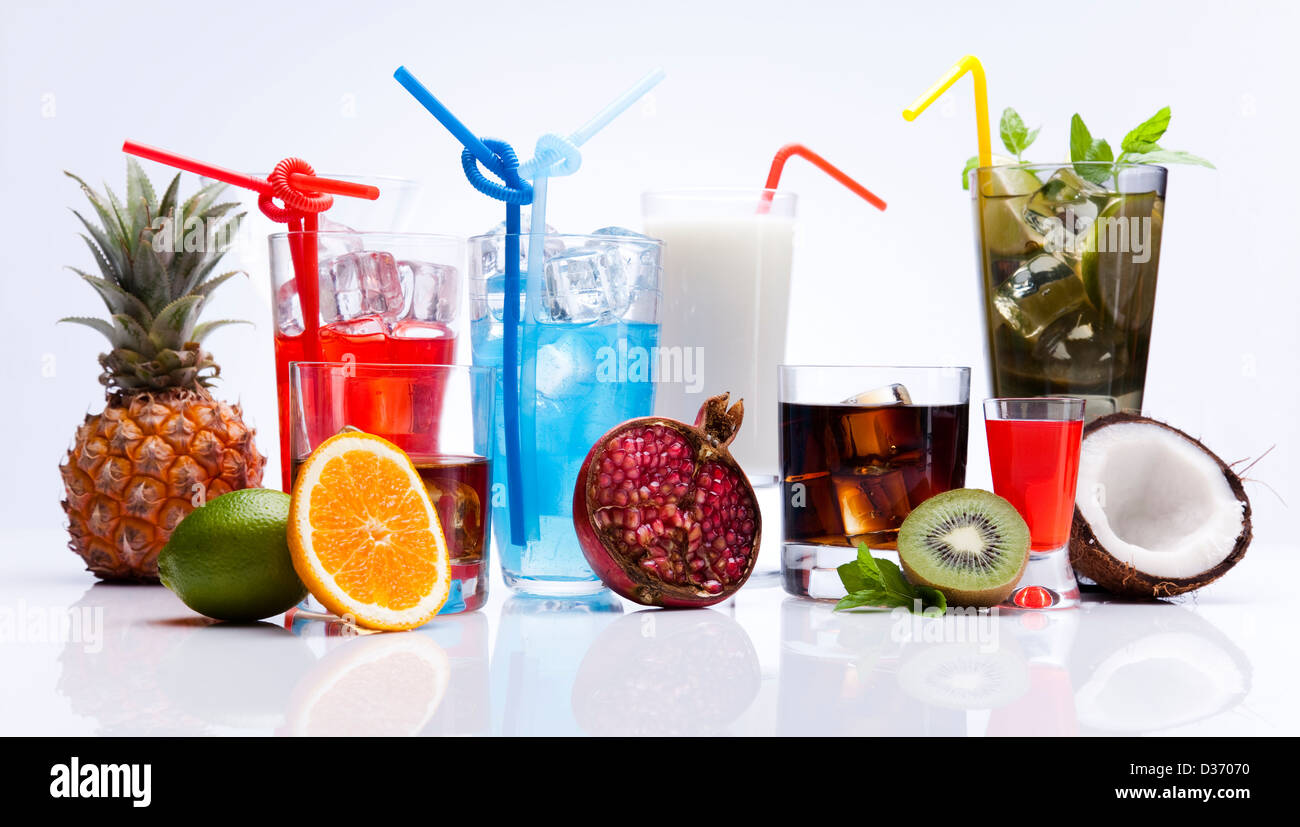 Fresh drinks with fruits Stock Photo - Alamy