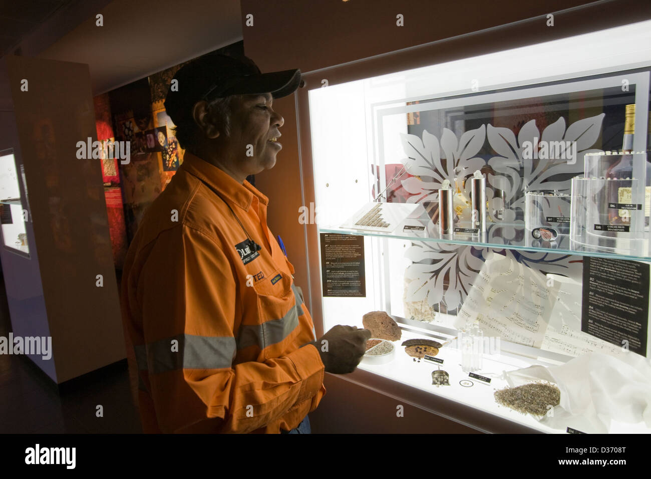 Tour Director Ted Hall points out a display at the Argyle Diamond ...