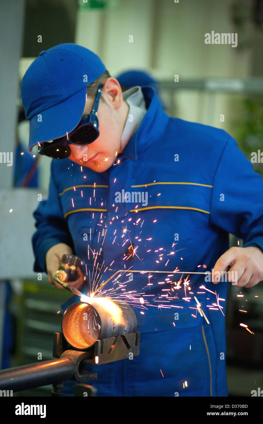 Berlin, Germany, a mechatronics engineer trainee during welding Stock ...