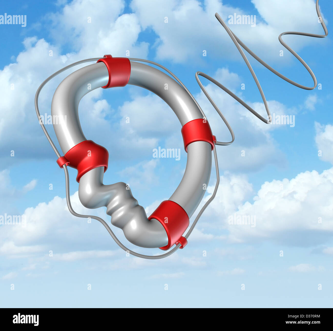 Human emergency medical concept with a life belt in the shape of a ...