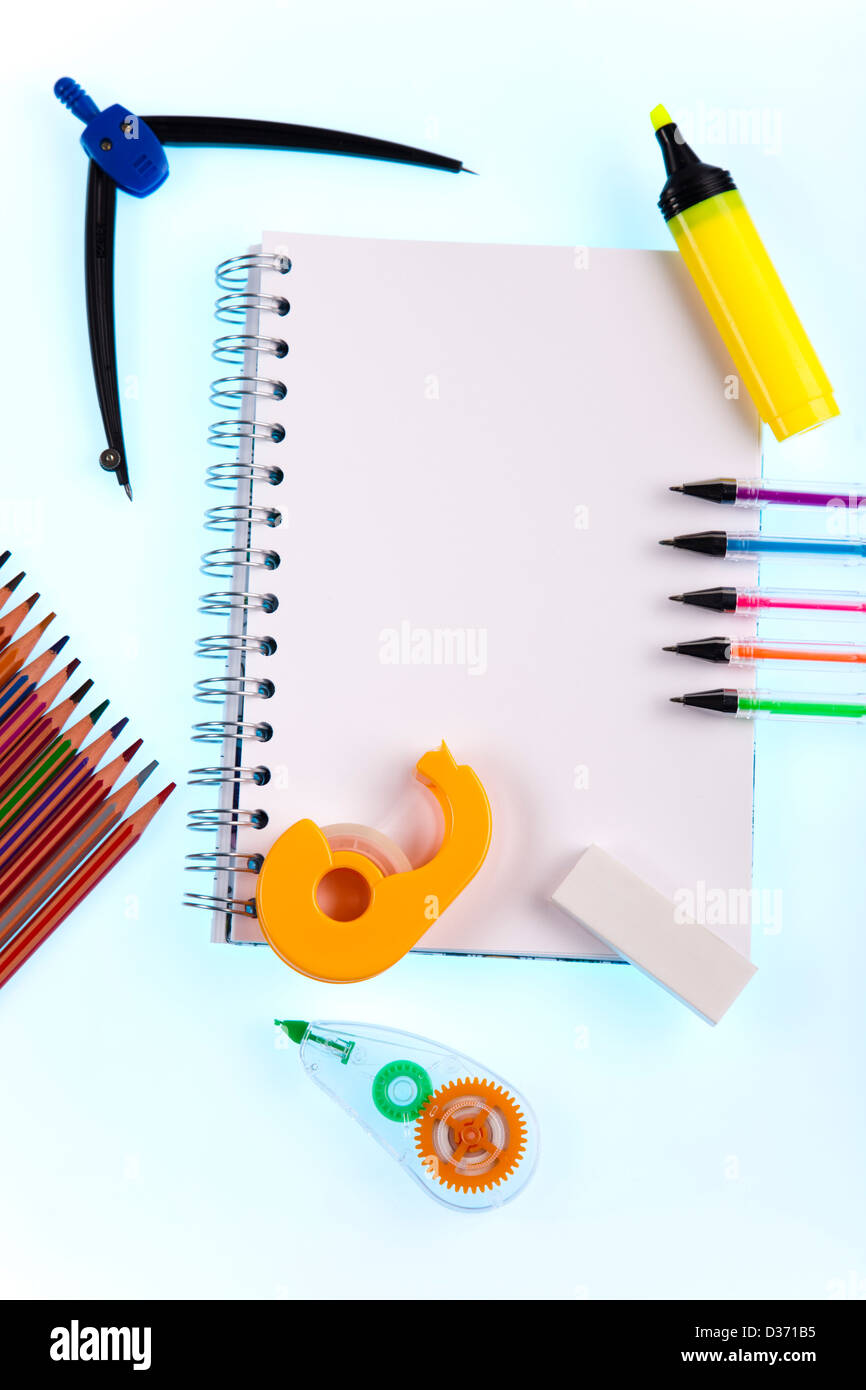 Office and student accessories, Notepad Stock Photo - Alamy