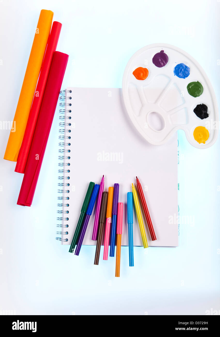 School tools on a white background Stock Photo - Alamy