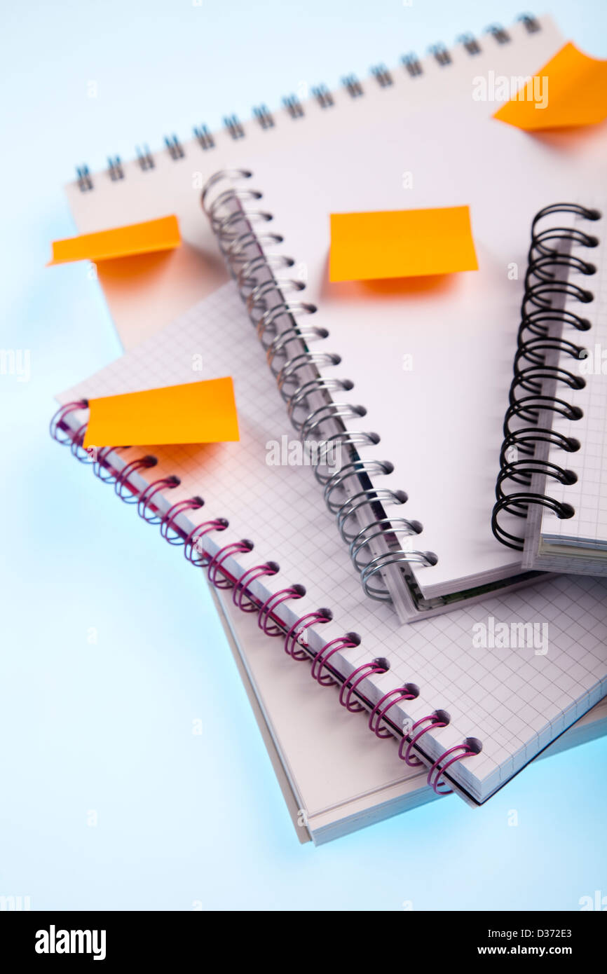 Spiral Notebook and memo cards Stock Photo - Alamy