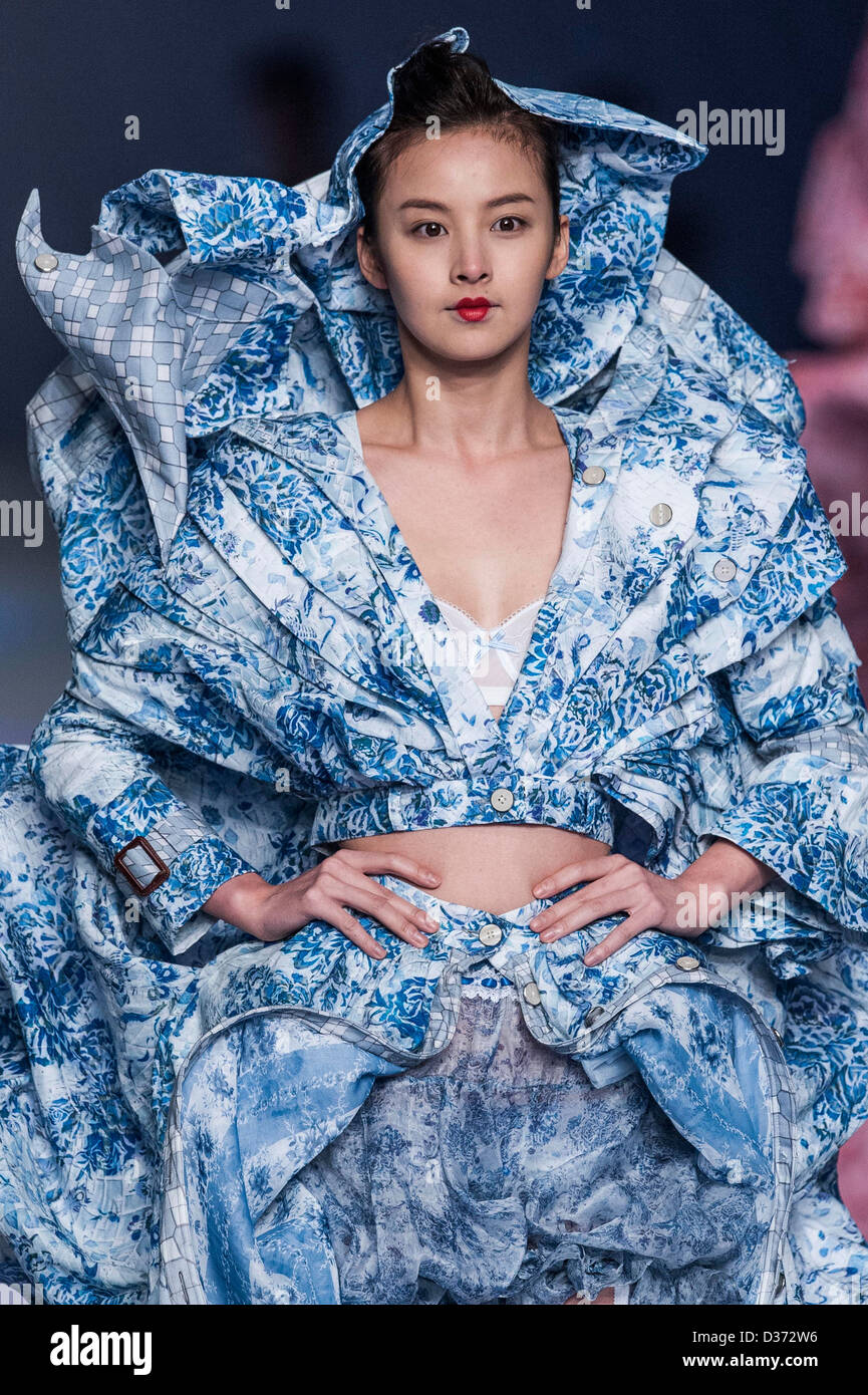 A model showcases designs on the runway by Lin Po Chun's Time Capsule ...