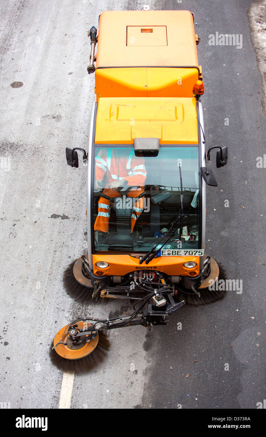 Municipal cleaning services, after a carnival parade, cleaning the ...
