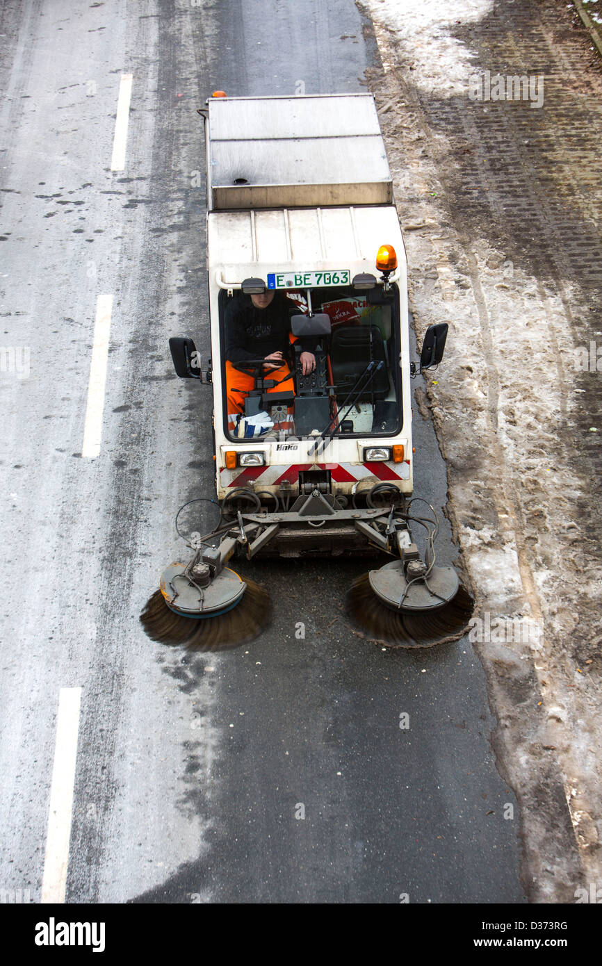 Municipal cleaning services, after a carnival parade, cleaning the ...
