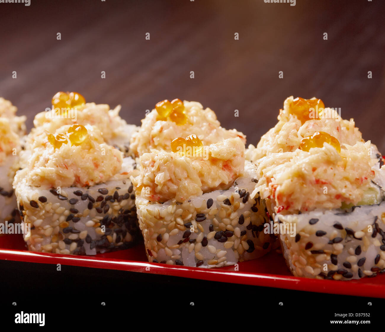 Japanese sushi traditional japanese food.Roll made of Smoked fish Stock ...