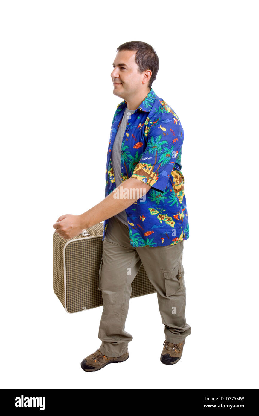 young silly man traveler, full body, isolated Stock Photo - Alamy