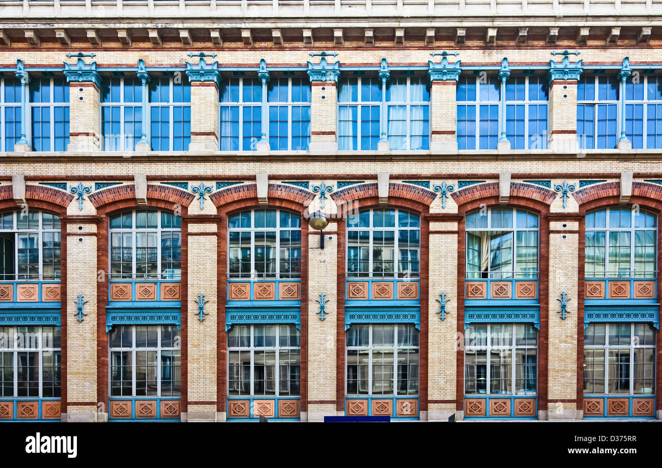 Repeating architectural pattern of large windows inset in a wall Stock ...