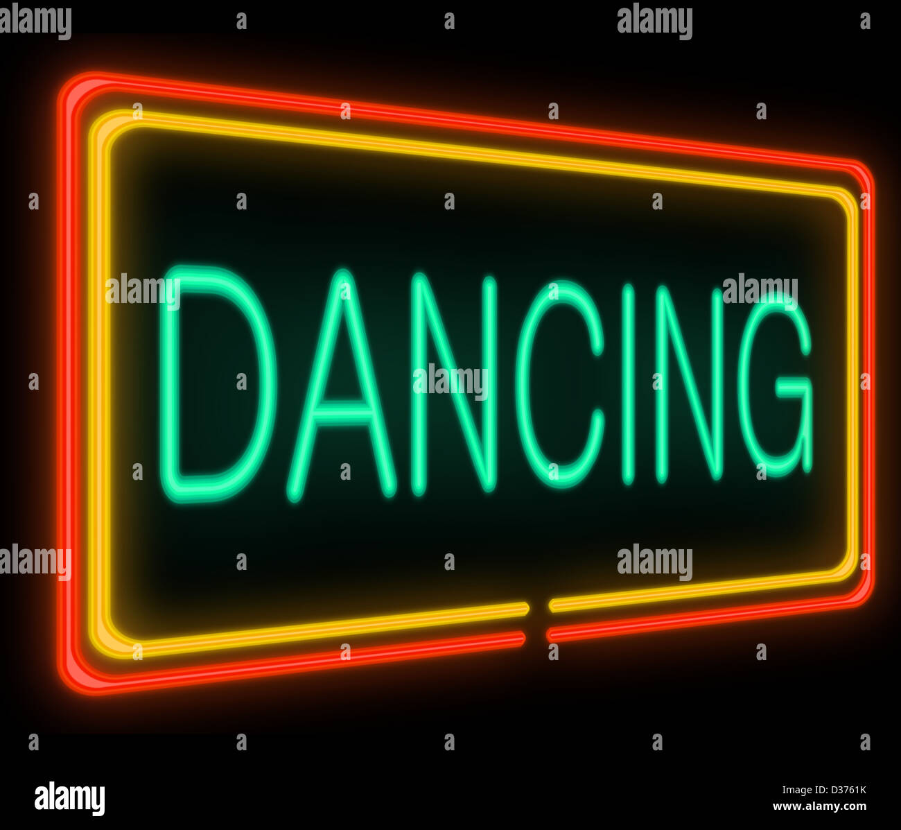 Illustration depicting a neon sign with a dancing concept Stock Photo ...