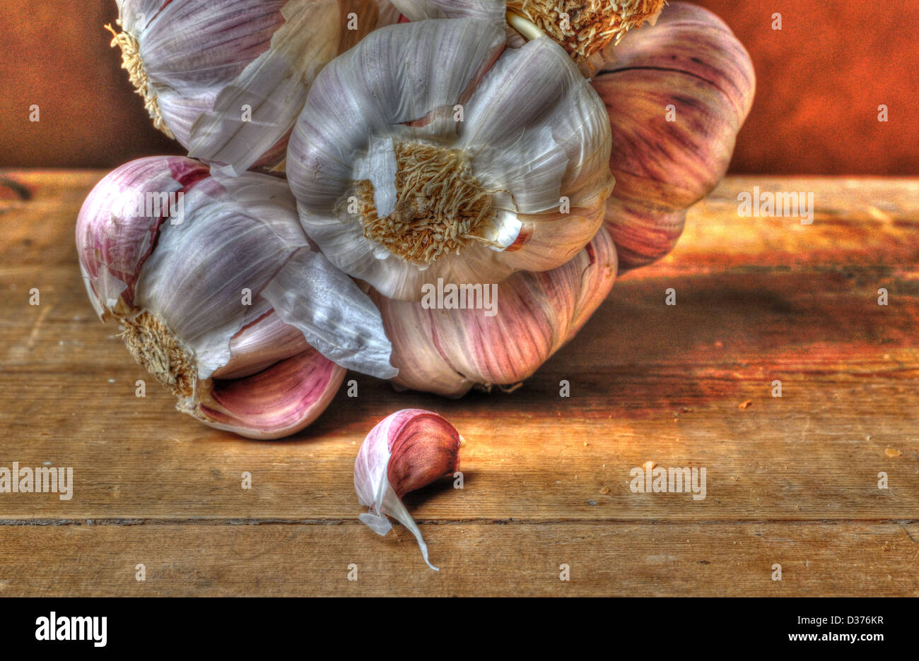 String of french garlic bulbs Stock Photo - Alamy