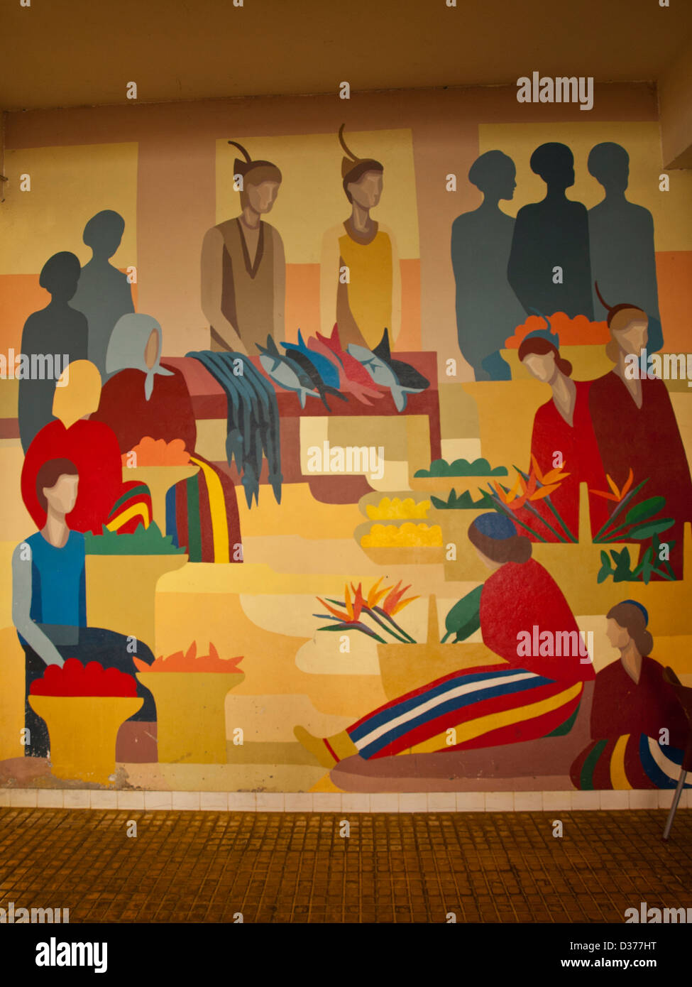 Mural painting with traditional Madeira costumes Stock Photo - Alamy