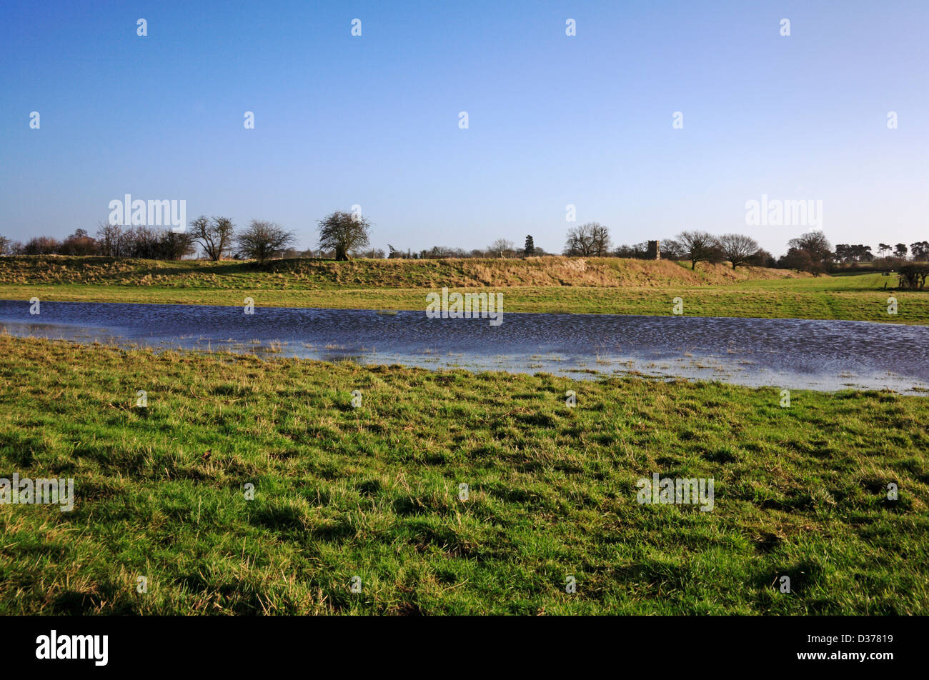 A view of defensive earthworks of the Roman town of Venta Icenorum ...