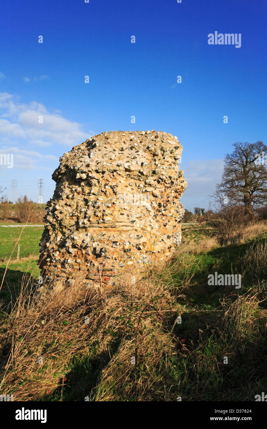 The remains of a Roman tower to the west of the Roman town of Venta ...