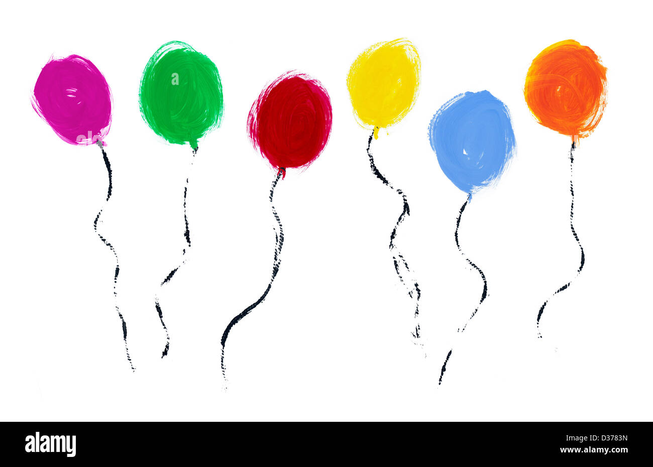 Multicoloured painted balloons on white background Stock Photo - Alamy
