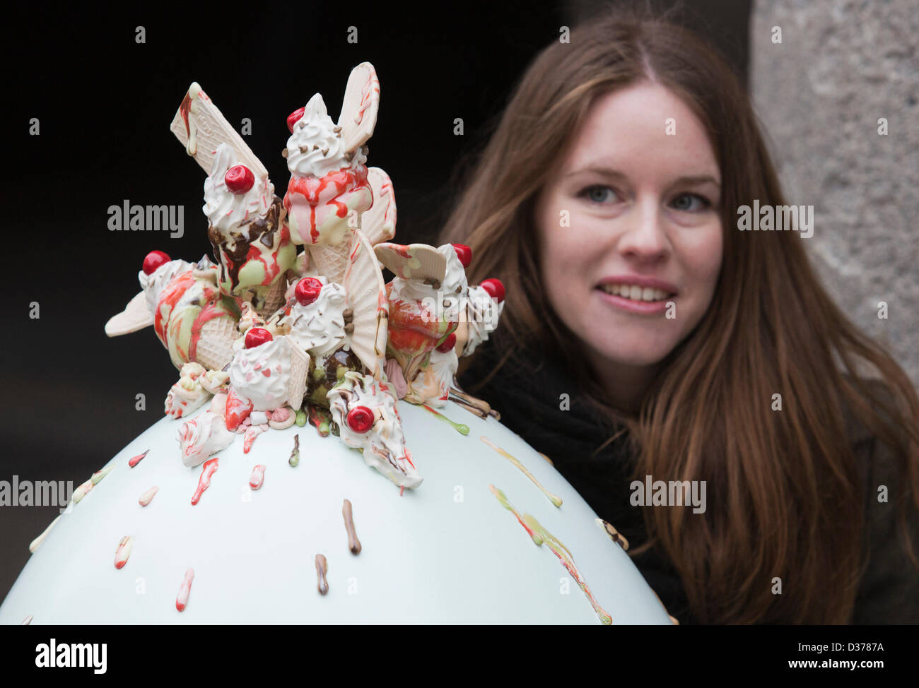 London, UK. 12th February 2013. Pictured: artist Anna Barlow with her ...