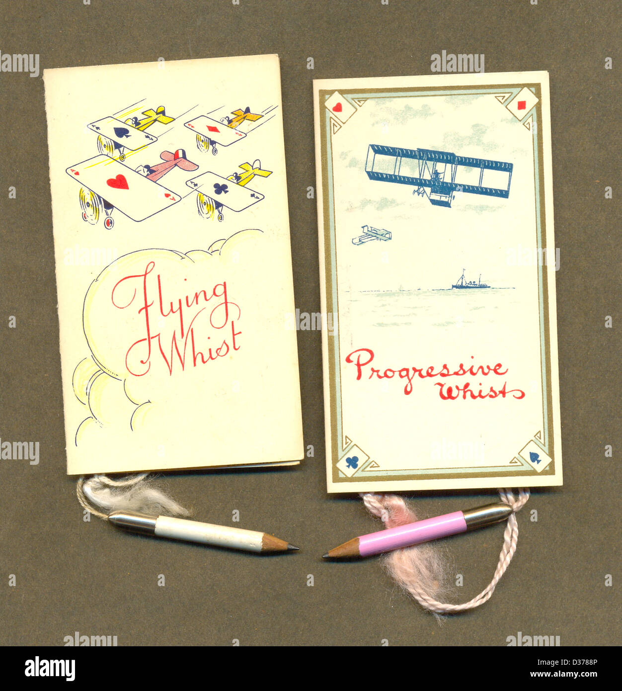 Two whist score cards with pencils Stock Photo - Alamy