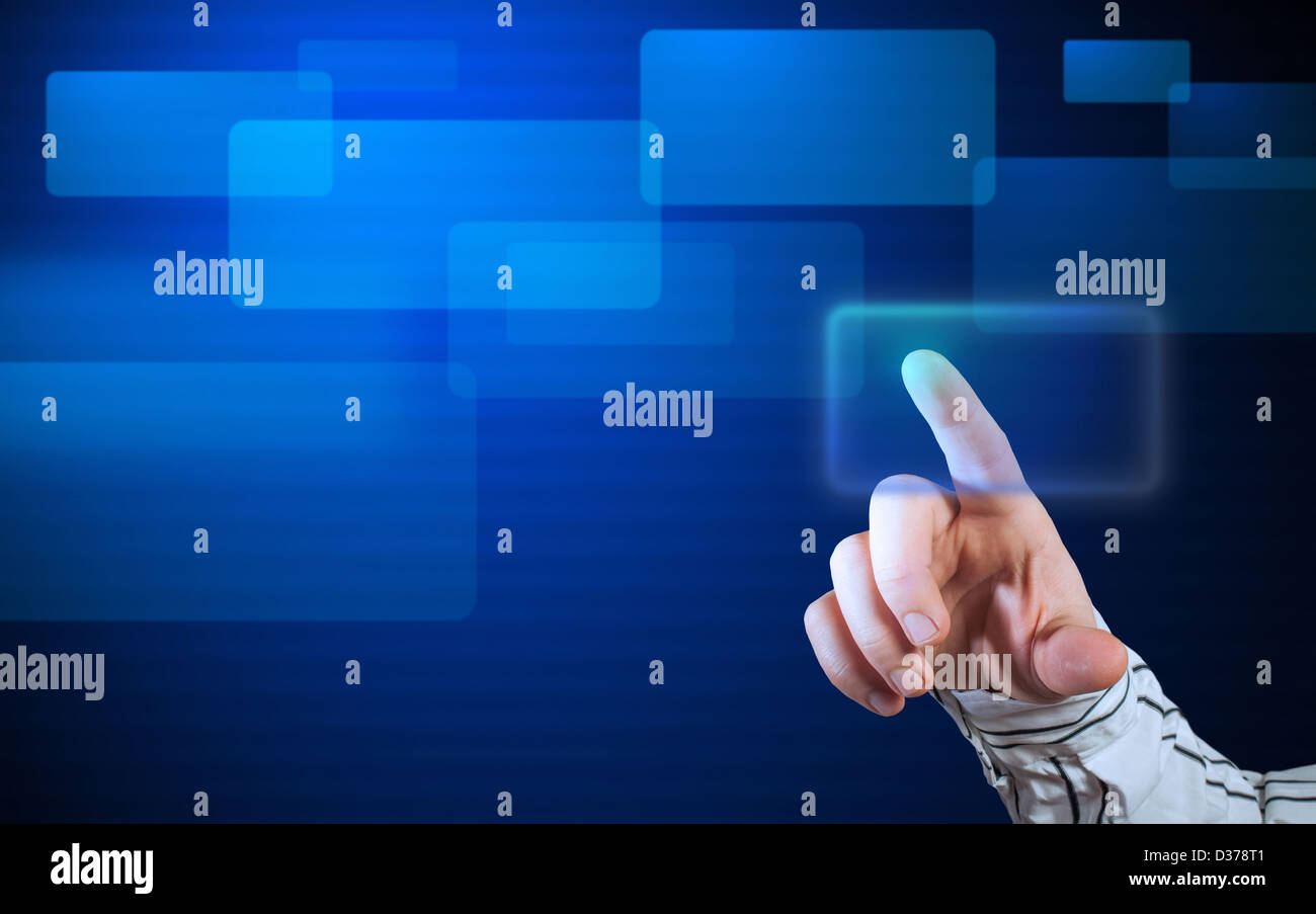 Futuristic touch screen display with streaming image Stock Photo - Alamy