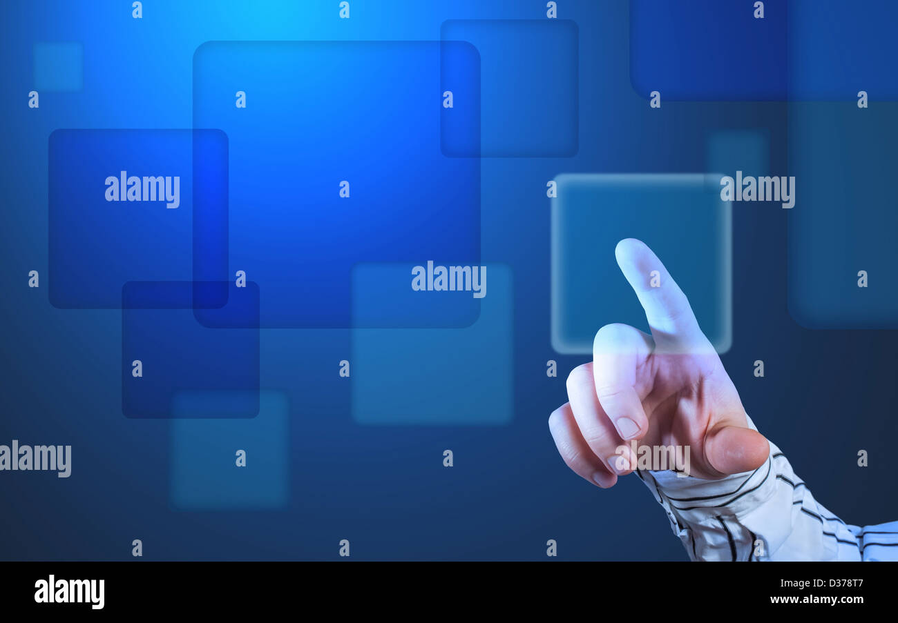 Futuristic touch screen display with streaming image Stock Photo - Alamy