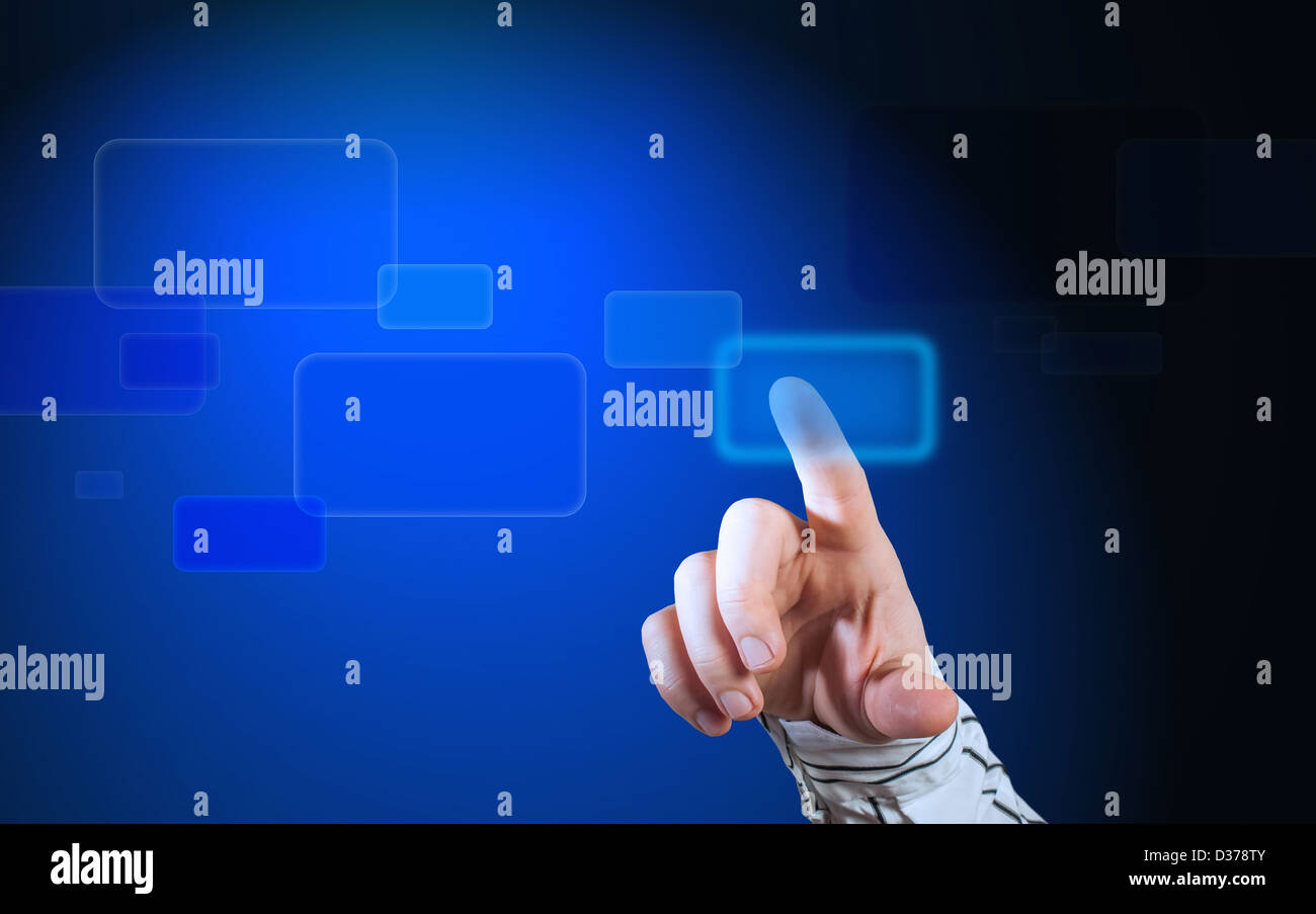 Futuristic touch screen display with streaming image Stock Photo - Alamy