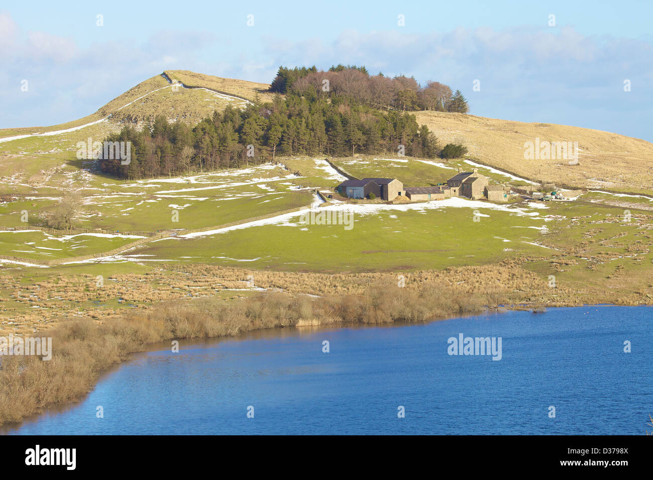 Hot Bank and Hot Bank Farm with Crag Lough in forground, Hadrian's Wall ...