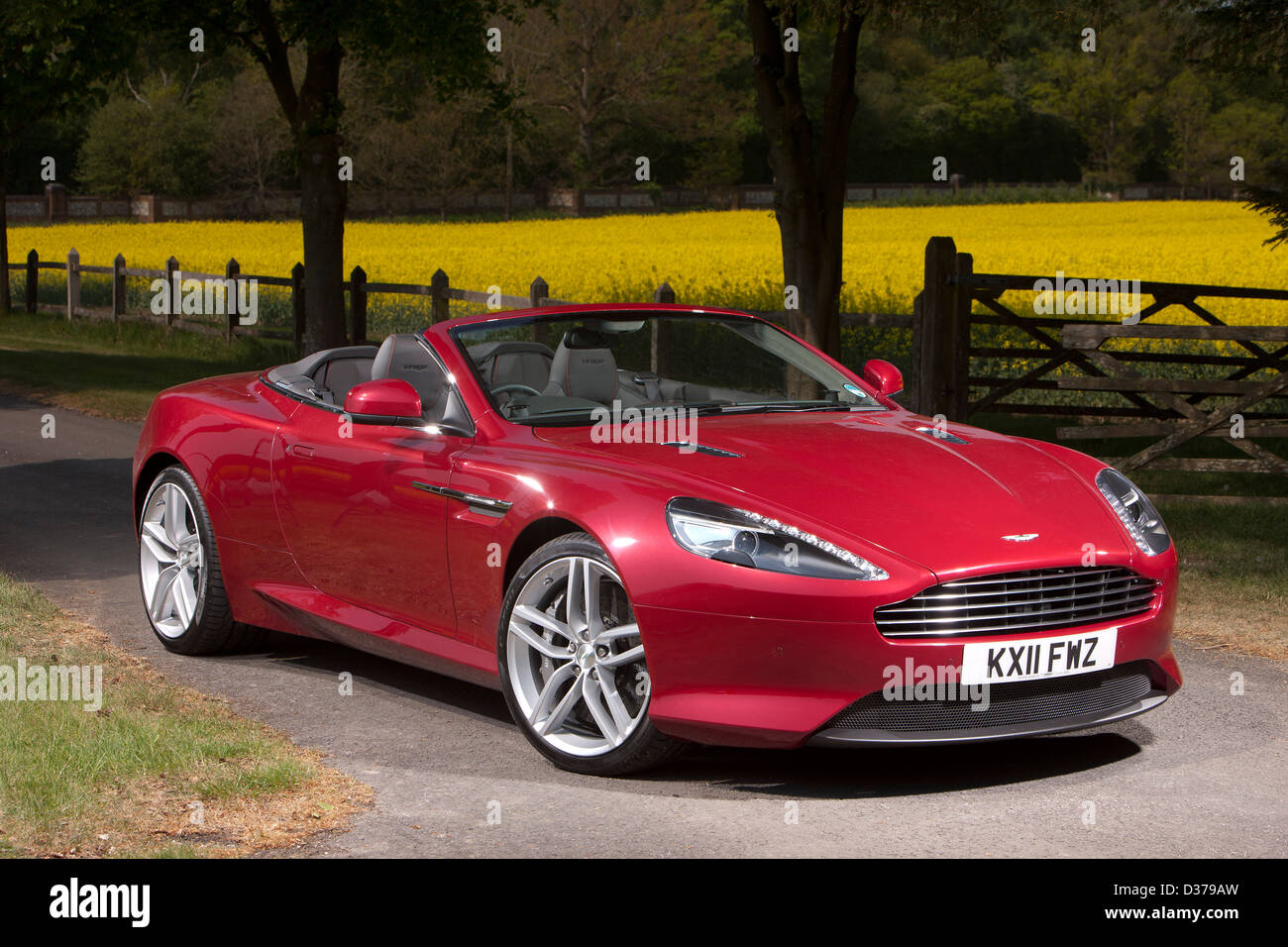 Red Aston Martin Virage Volante luxury convertible car, Winchester, UK ...