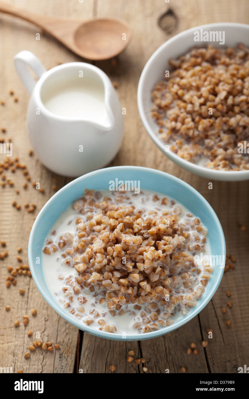 buckwheat groats with milk Stock Photo - Alamy