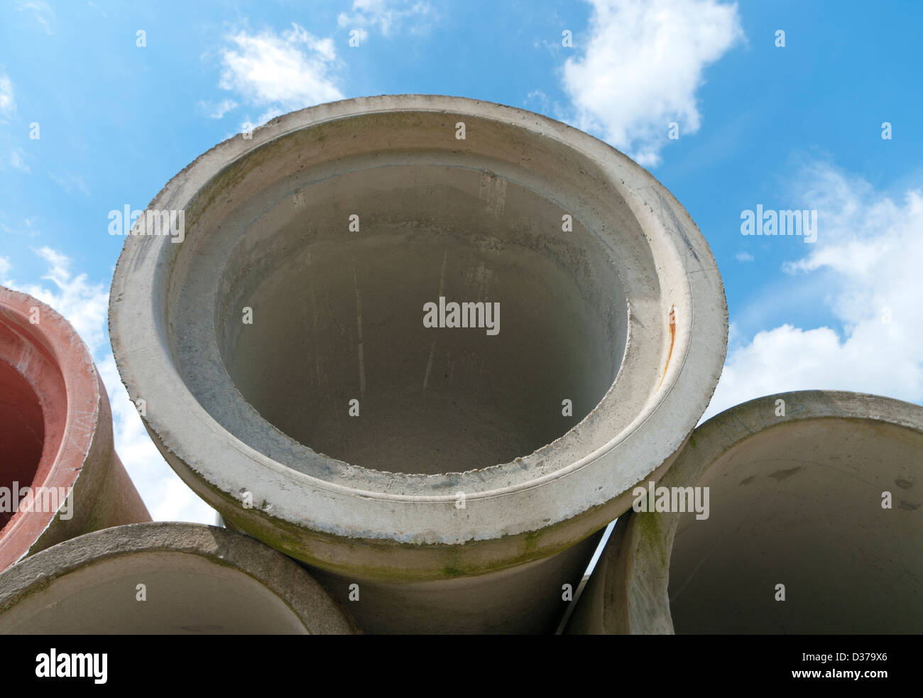 piled up concrete drain pipes Stock Photo - Alamy