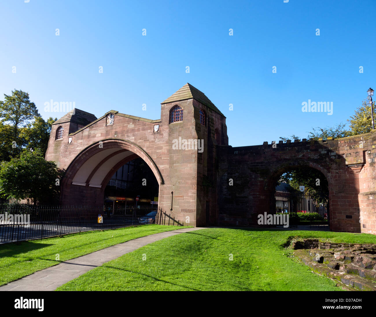 Bridge on the Chester city walls Stock Photo - Alamy