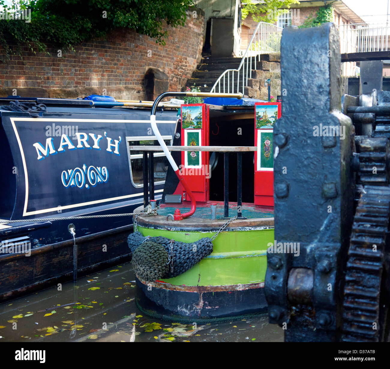 Barges passing through Chester canal locks Stock Photo - Alamy