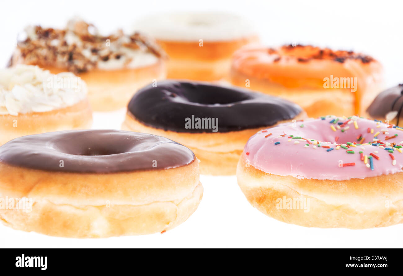 Mixed Donuts isolated on white background Stock Photo - Alamy