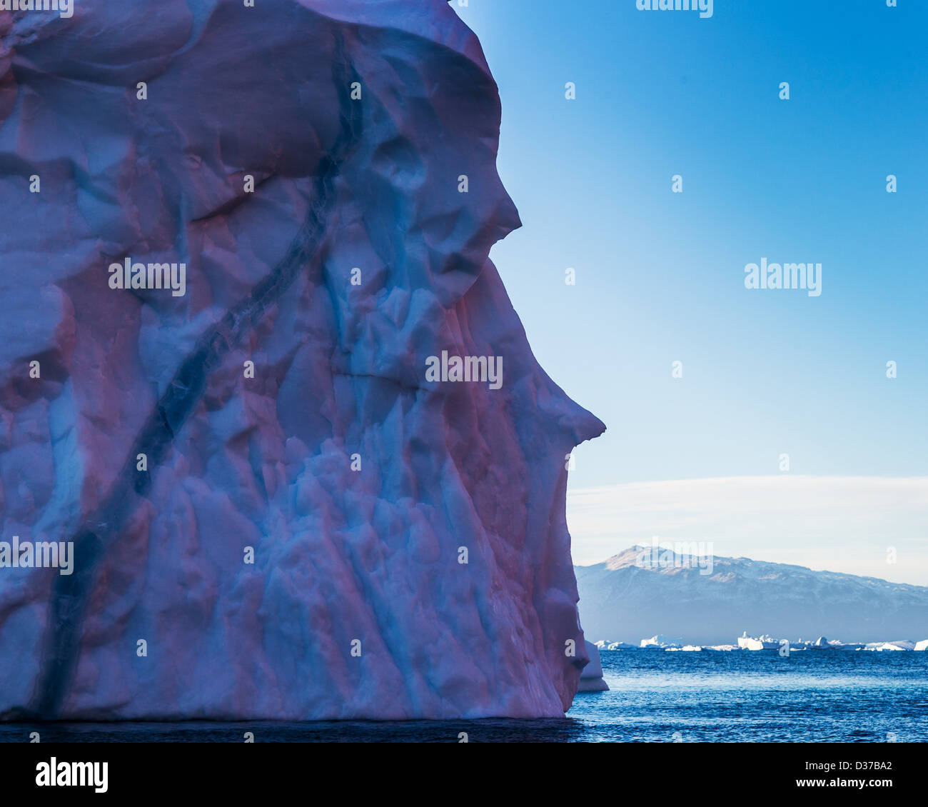 Icebergs Face shape in Iceberg drifting in Scoresbysund, Sermersooq ...