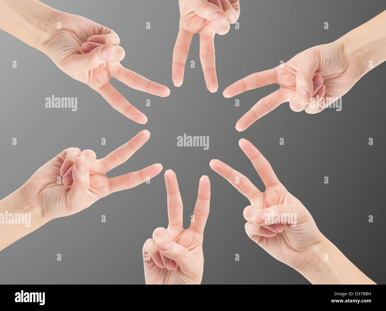Hands of teamwork , forming the star shape Stock Photo - Alamy