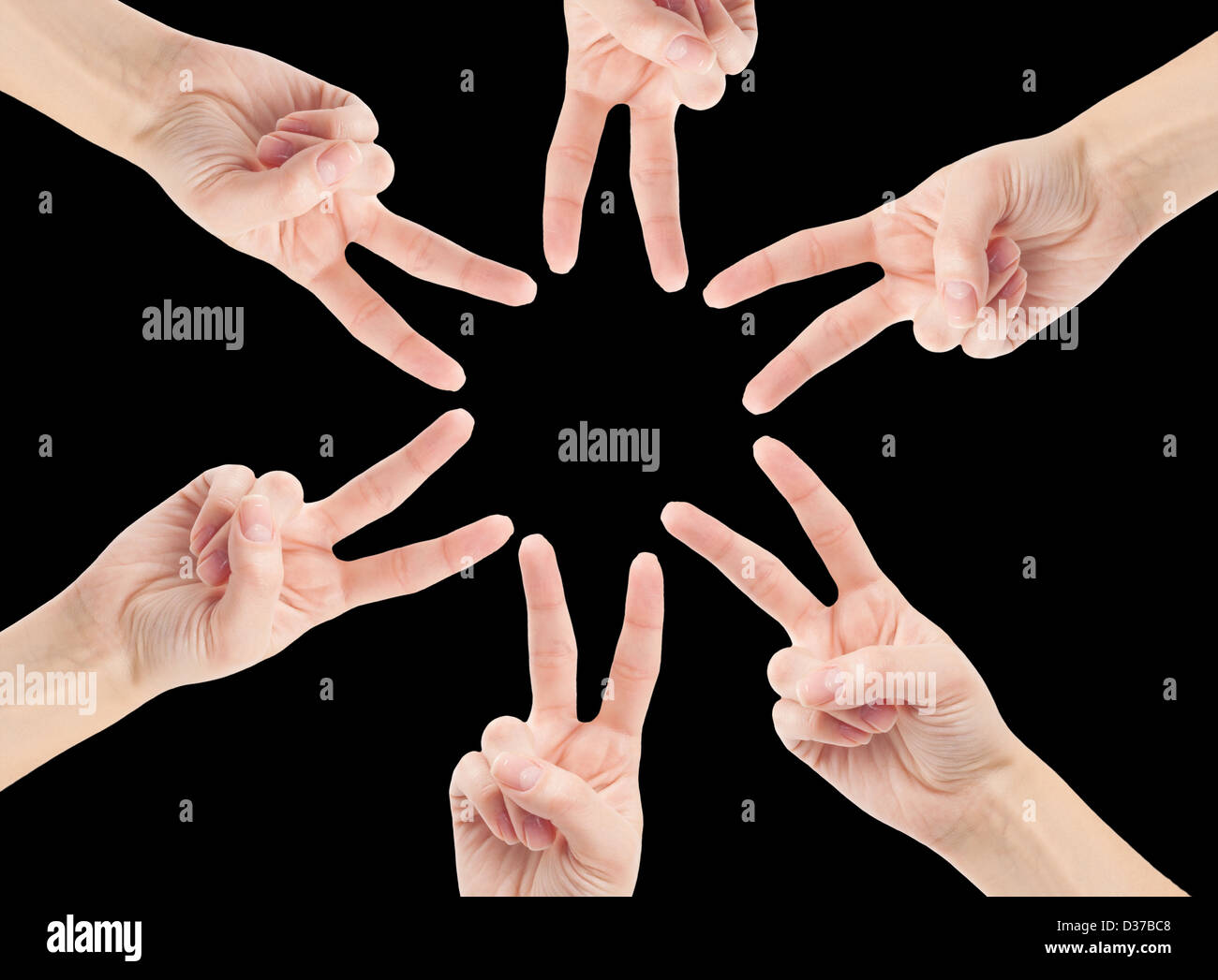 Hands of teamwork , forming the star shape Stock Photo - Alamy
