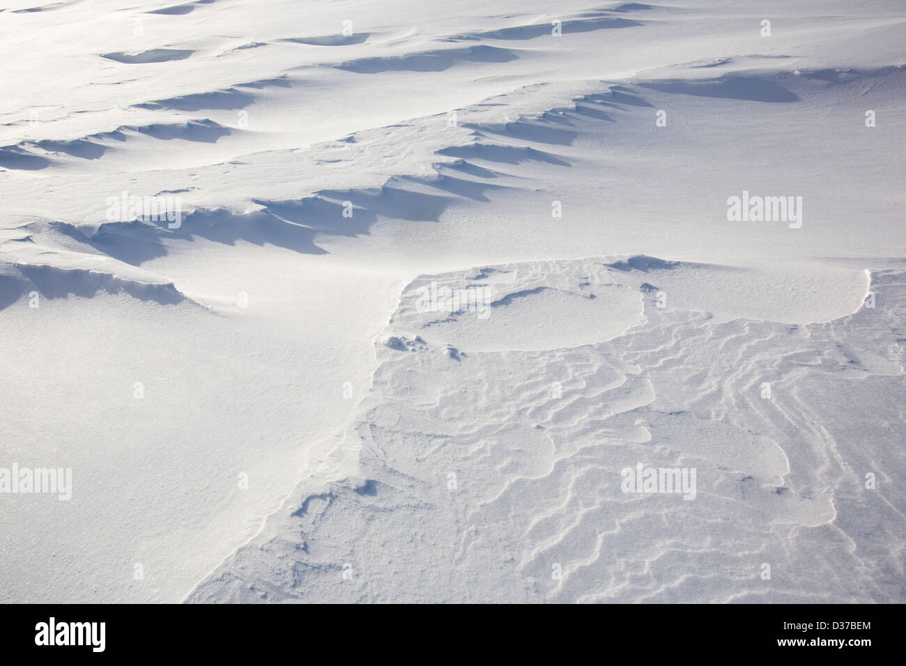 Sastrugi on windslab drifted snow in Coire an Sneachda in the Cairngorm ...