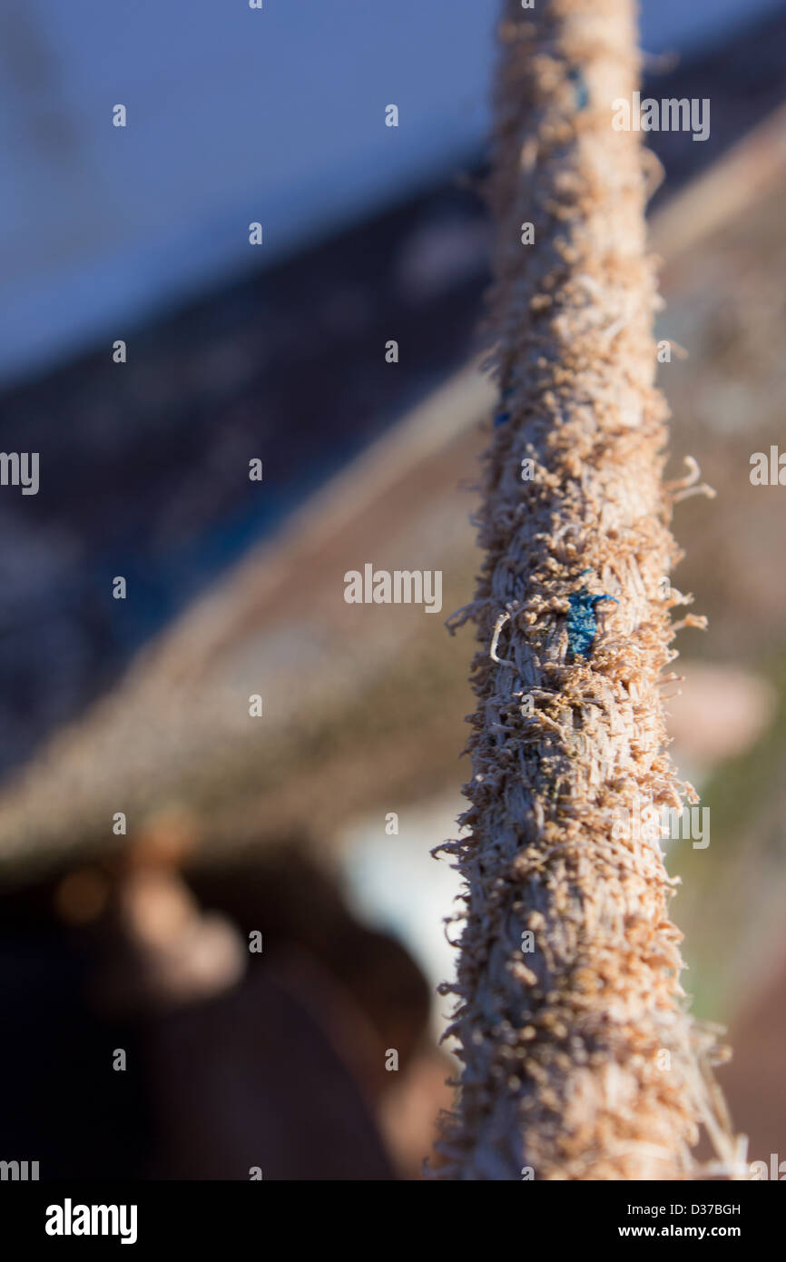 Worn rope / line part out of focus Stock Photo - Alamy