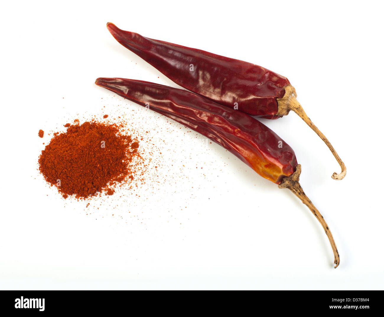 Dried chillies and chilli white isolated. Studio shot Stock Photo - Alamy