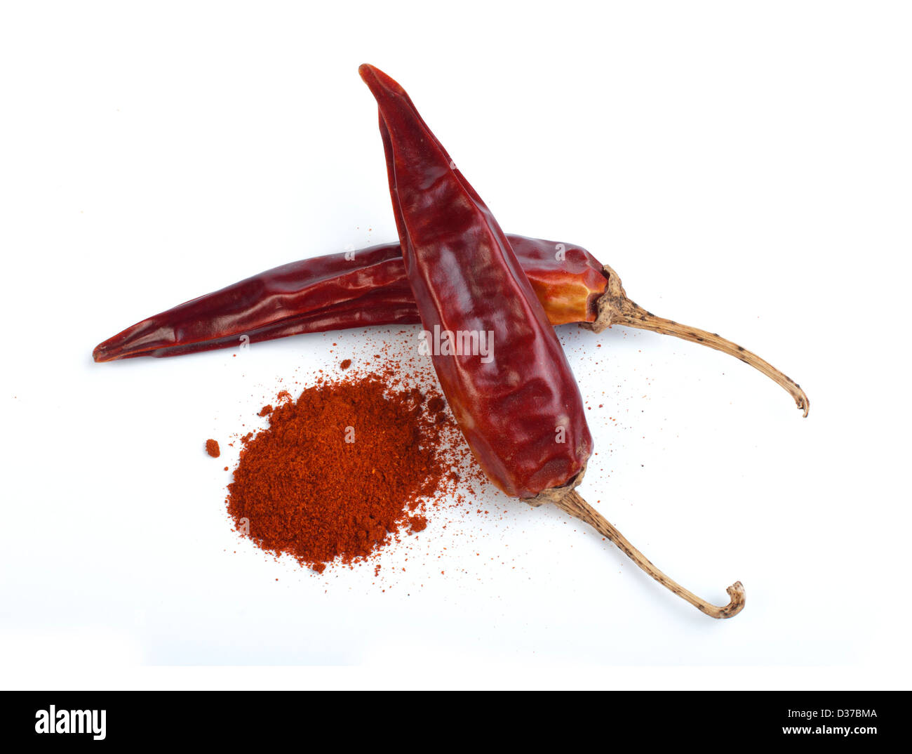 Dried chillies and chilli white isolated. Studio shot Stock Photo - Alamy