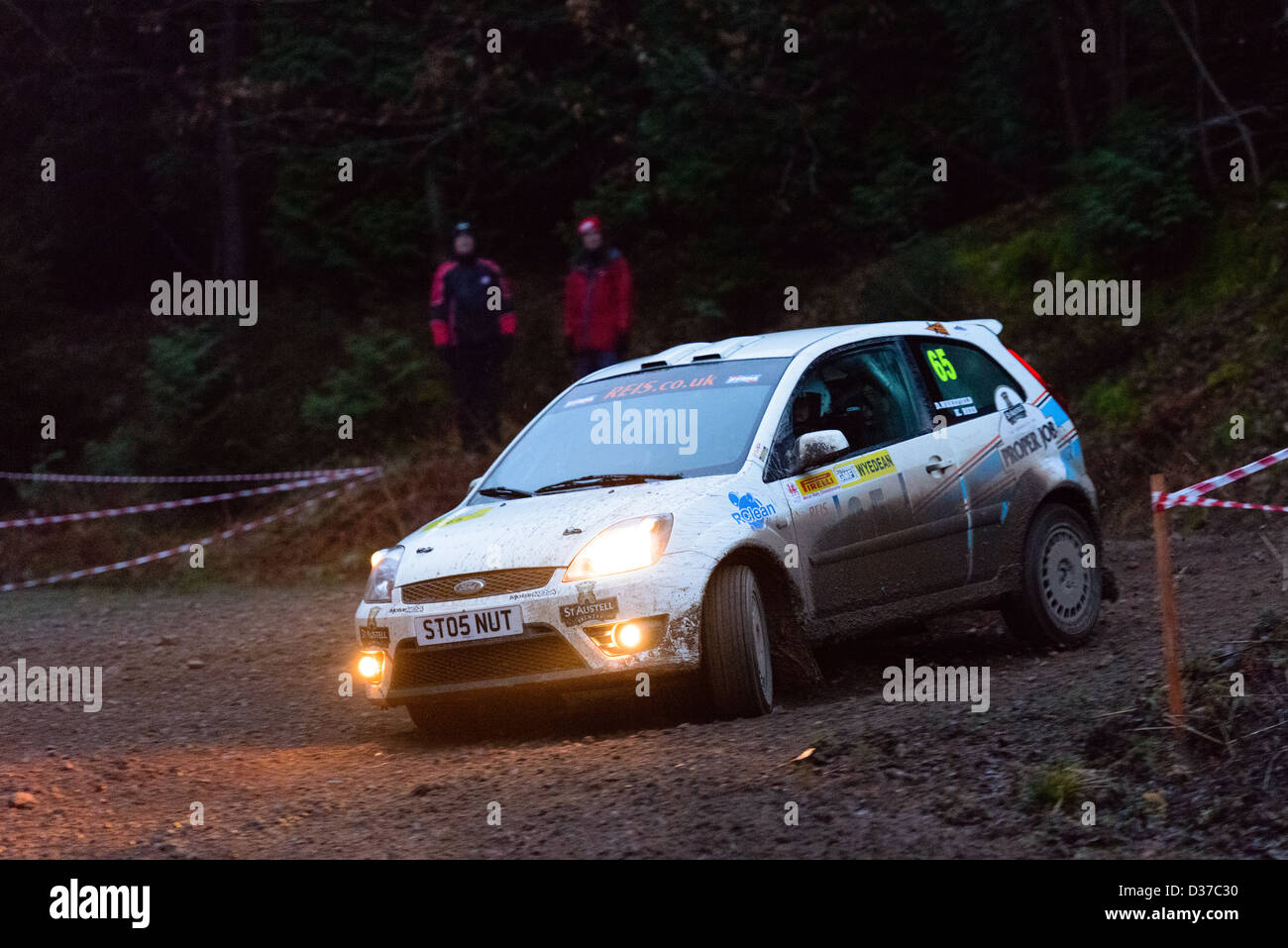 A rally car taking part in the Wyedean forest rally in Wales Stock ...